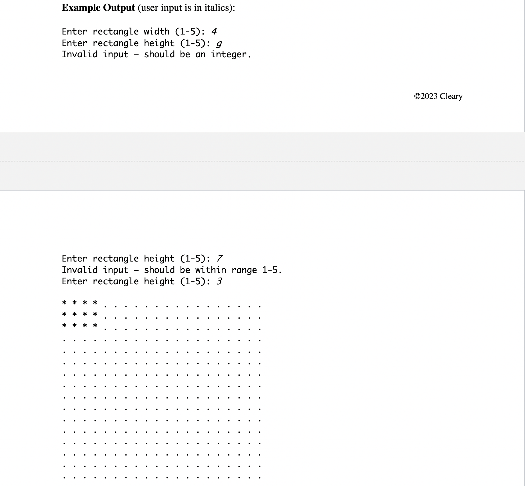 Solved Example Output (user input is in italics): Enter | Chegg.com