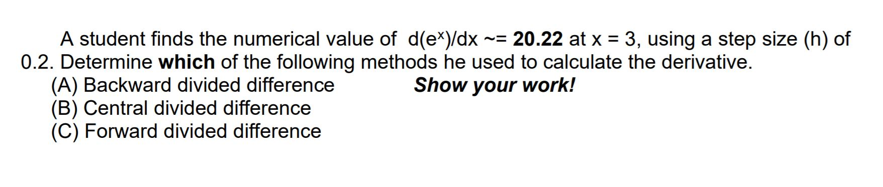 Solved Numerical methods question. Please solve clearly | Chegg.com