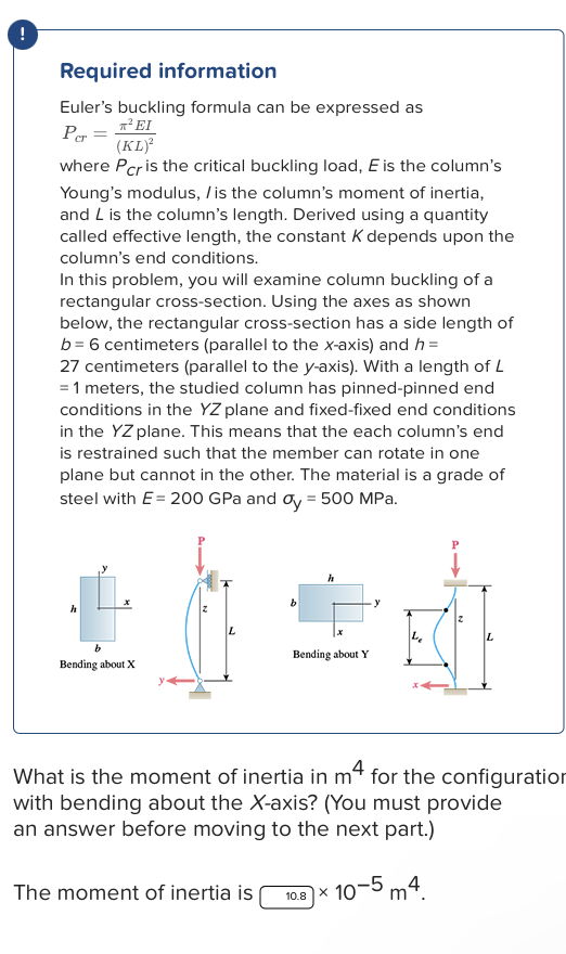 Solved Required information Euler's buckling formula can be | Chegg.com