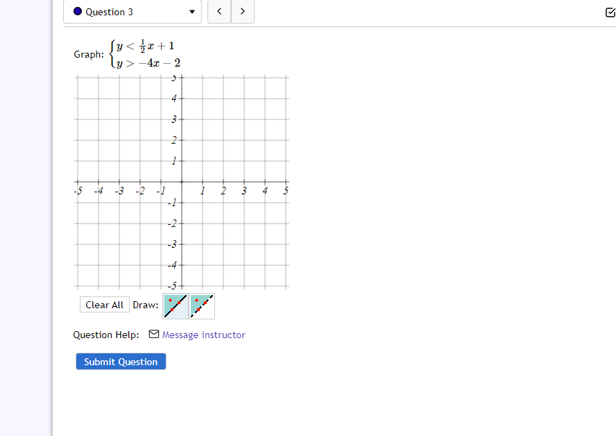 Solved Graph: {y −4x−2 Draw: Question Help: Message | Chegg.com