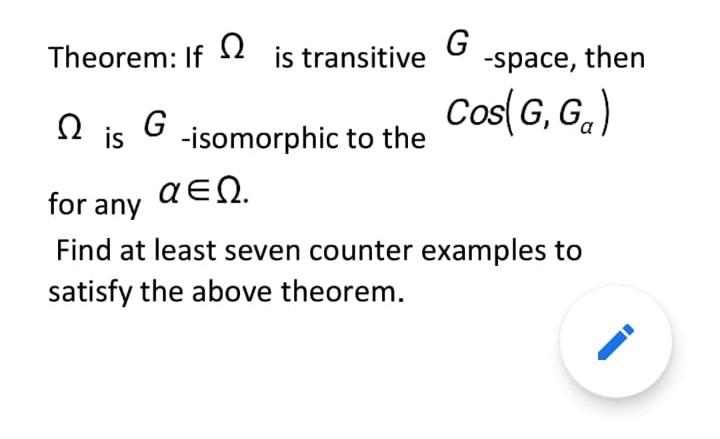 Solved Theorem: If 12 G is transitive -space, then 12 . | Chegg.com