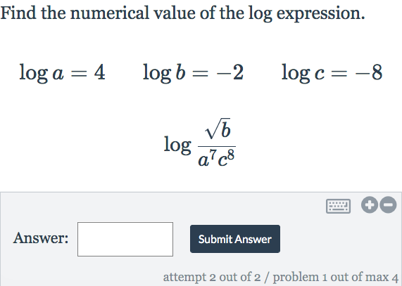 Solved Find the numerical value of the log expression. log a | Chegg.com