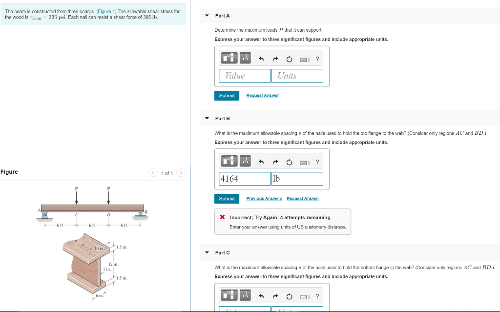 Solved The beam is constructed from three boards. (Figure 1) | Chegg.com