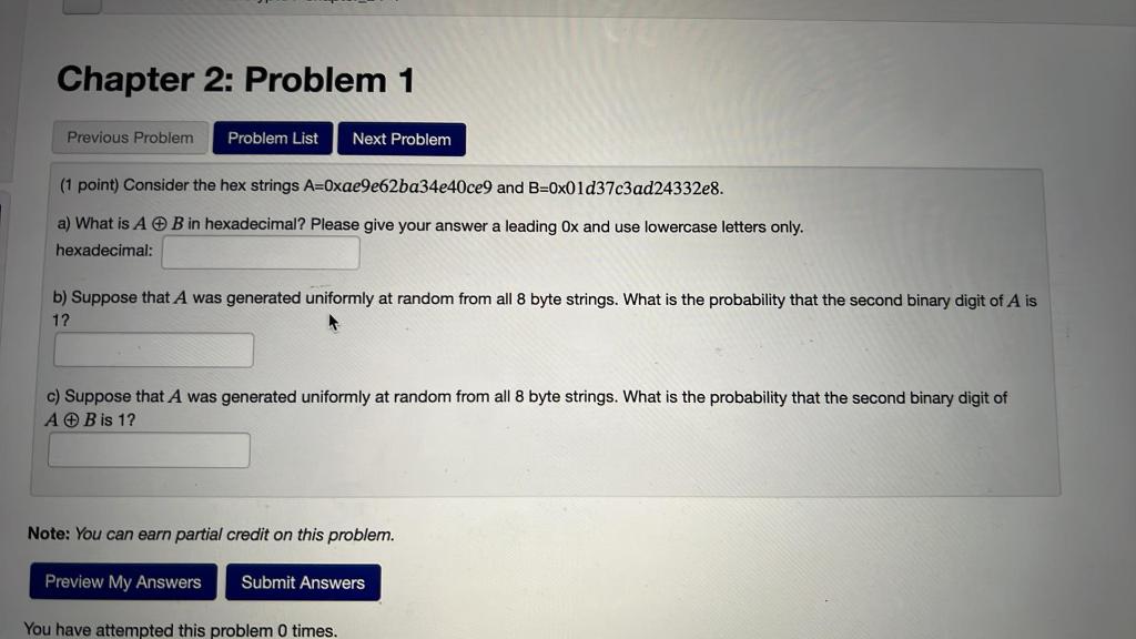 Solved (1 point) Consider the hex strings | Chegg.com