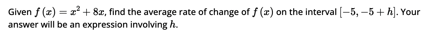 Solved code class="asciimath">Given f(x)=x^(2)+8x, ﻿find the | Chegg.com