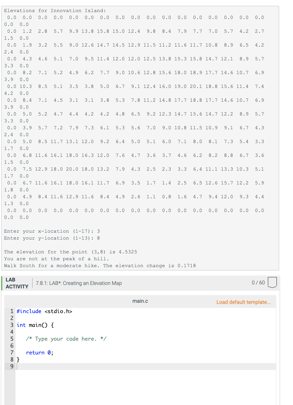 7.8 LAB*: Creating an Elevation Map The Topography of | Chegg.com