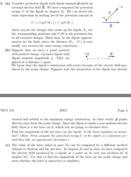 Solved 5. (a) Consider an electric dipole with dipole moment | Chegg.com