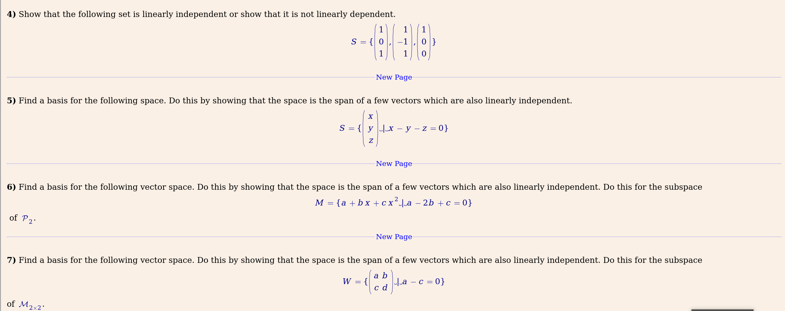 Solved 4) Show that the following set is linearly | Chegg.com
