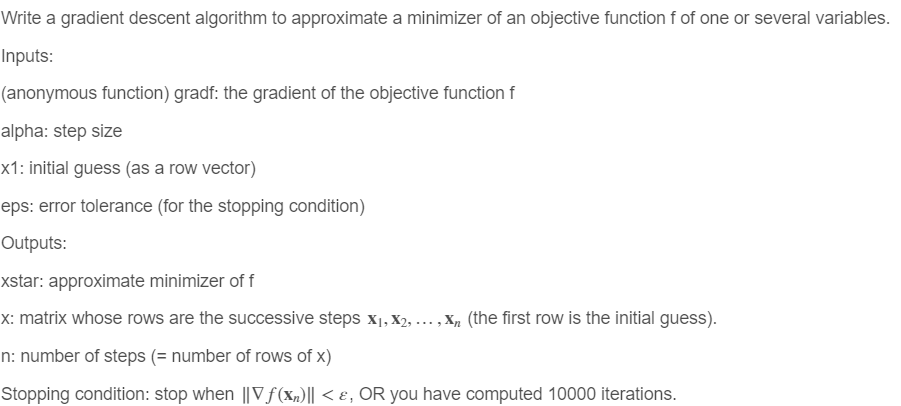Write a gradient descent algorithm to approximate a | Chegg.com