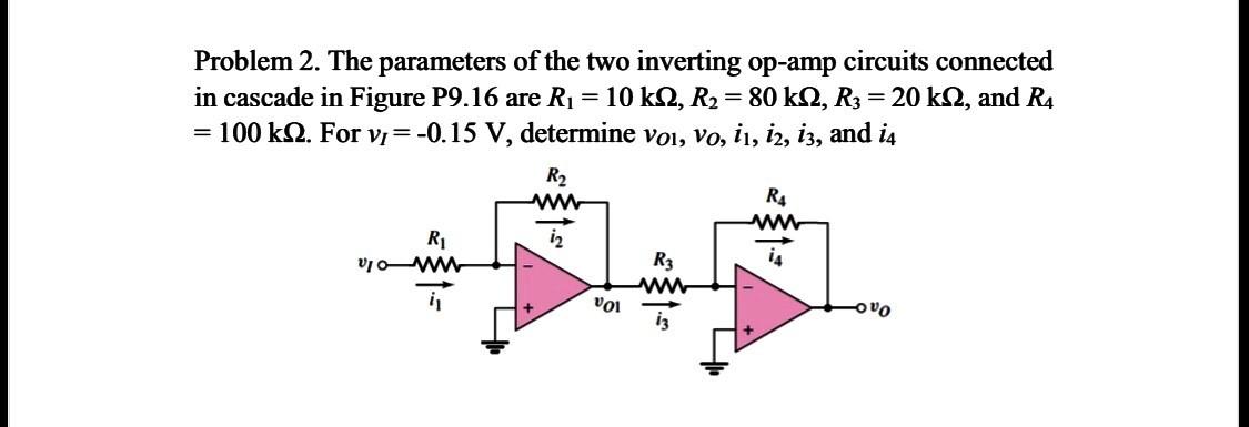 Solved Problem 2. The parameters of the two inverting op-amp | Chegg.com