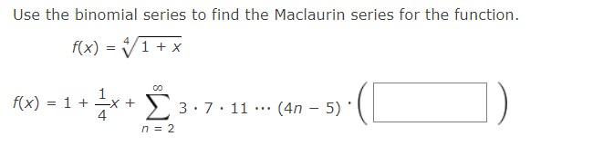 Solved Find the Maclaurin series for the function. (Use the | Chegg.com