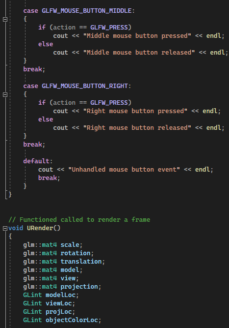 Solved case GLFW_MOUSE_BUTTON_MIDDLE: \{ if (action == | Chegg.com