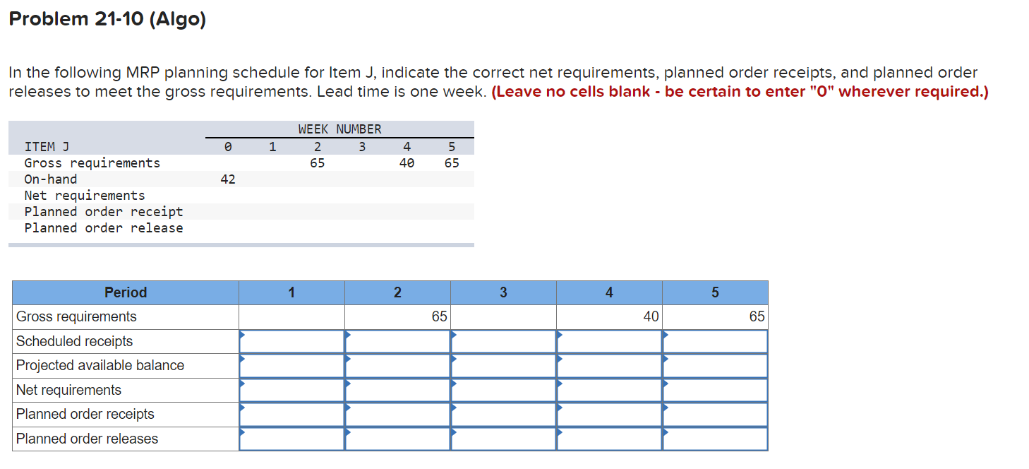 Solved In the following MRP planning schedule for Item J, | Chegg.com