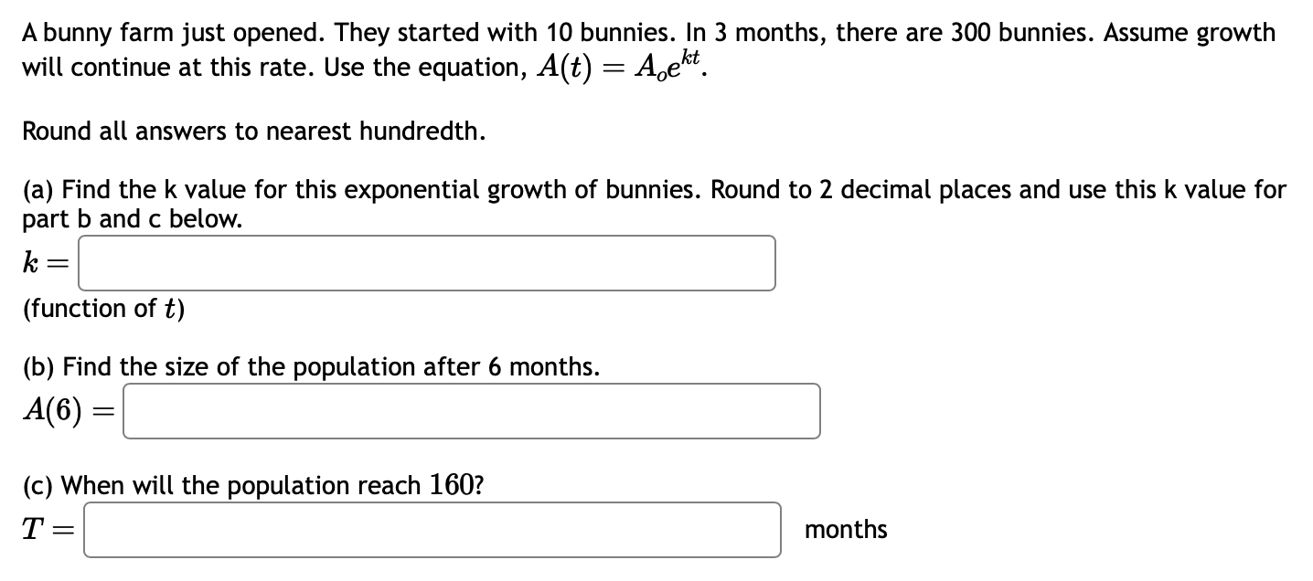 Solved A bunny farm just opened. They started with 10 | Chegg.com