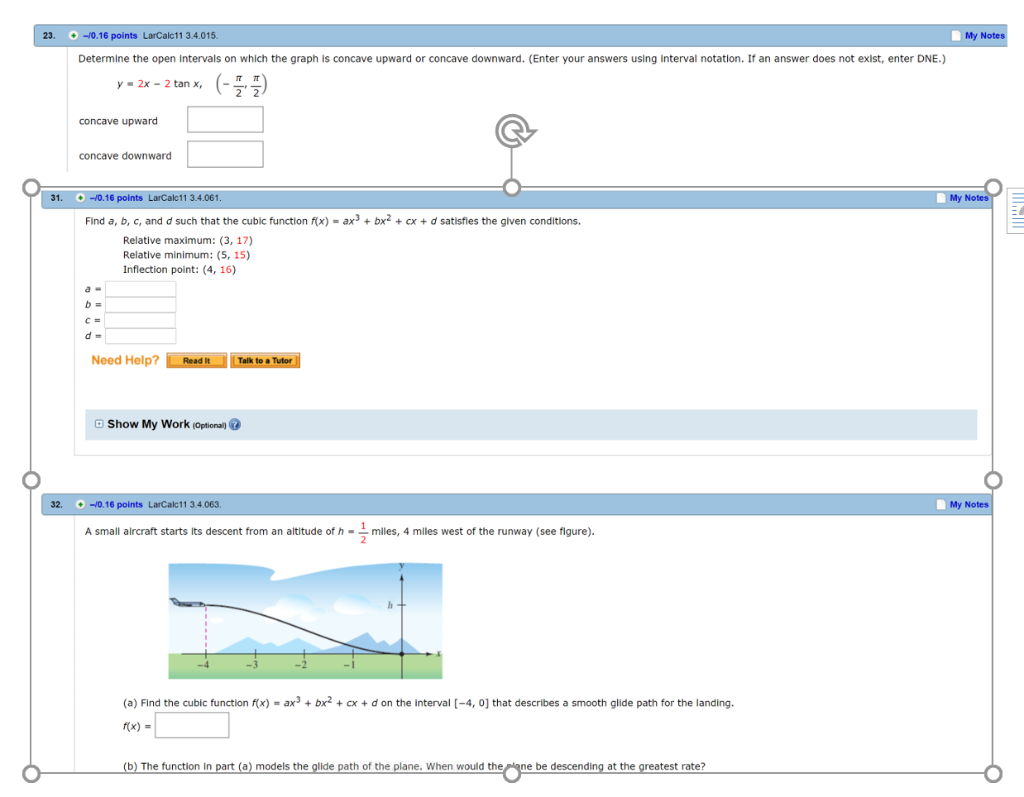 Solved 23. O -/0.16 points LarCalc11 3.4.015. My Notes | Chegg.com