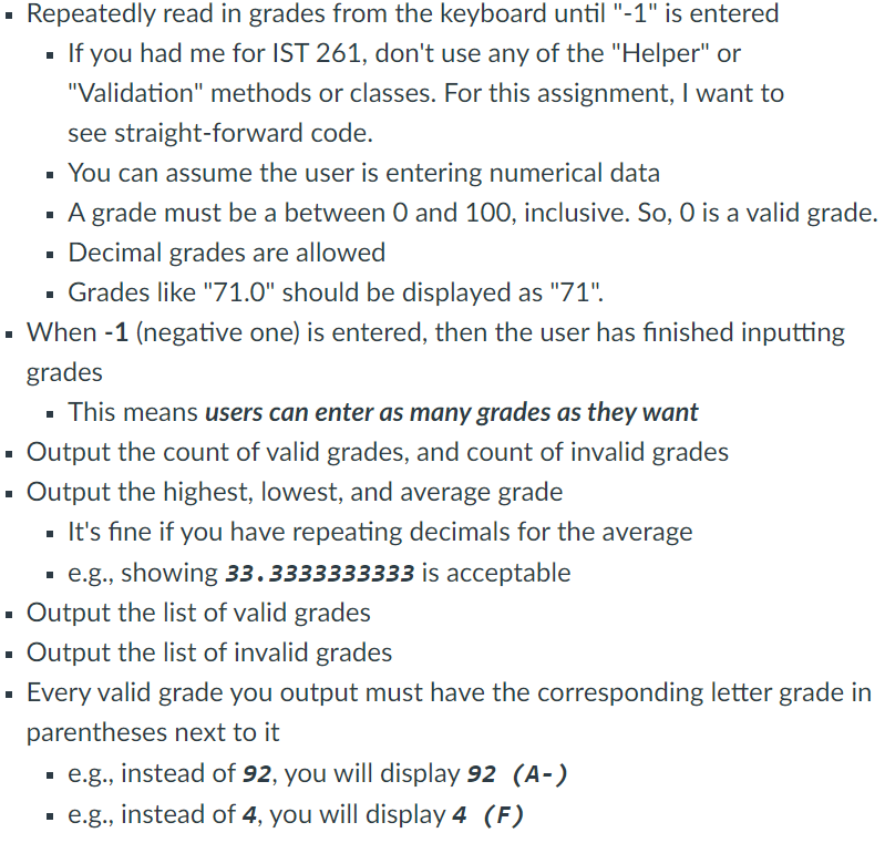 Solved - Repeatedly read in grades from the keyboard until | Chegg.com