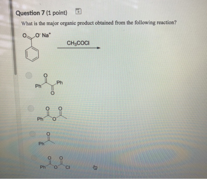 Solved Question 7 (1 point) What is the major organic | Chegg.com