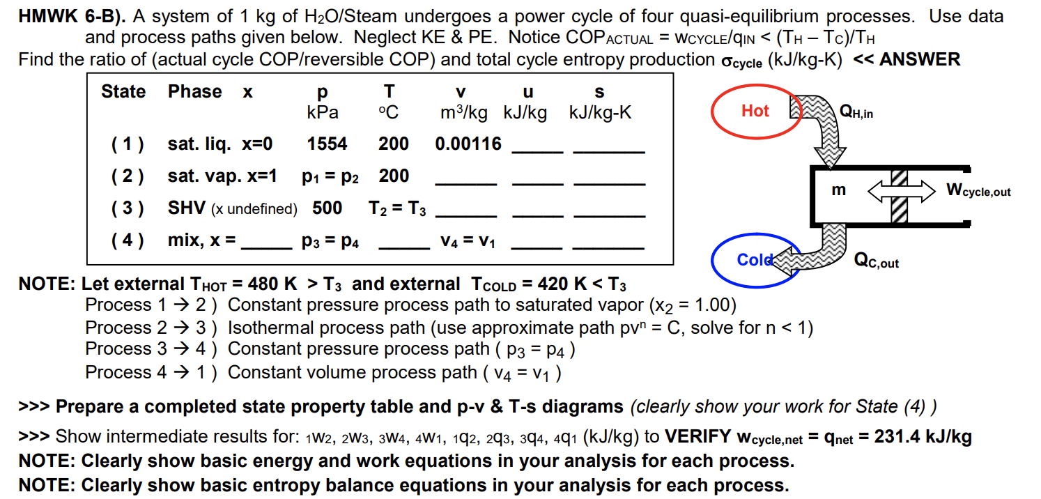 Find the ratio of (actual cycle COP/reversible COP) | Chegg.com