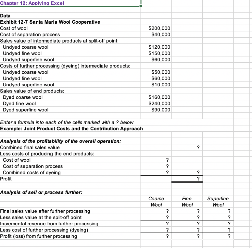 Solved Chapter 12: Applying Excel $200,000 $40,000 $120,000 | Chegg.com
