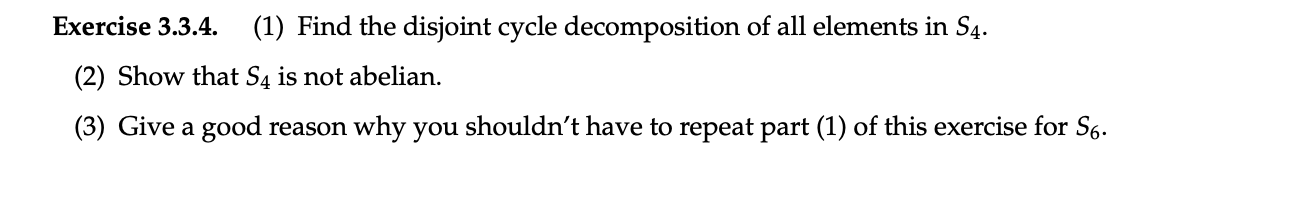 Solved Exercise 3.3.4. (1) Find the disjoint cycle | Chegg.com