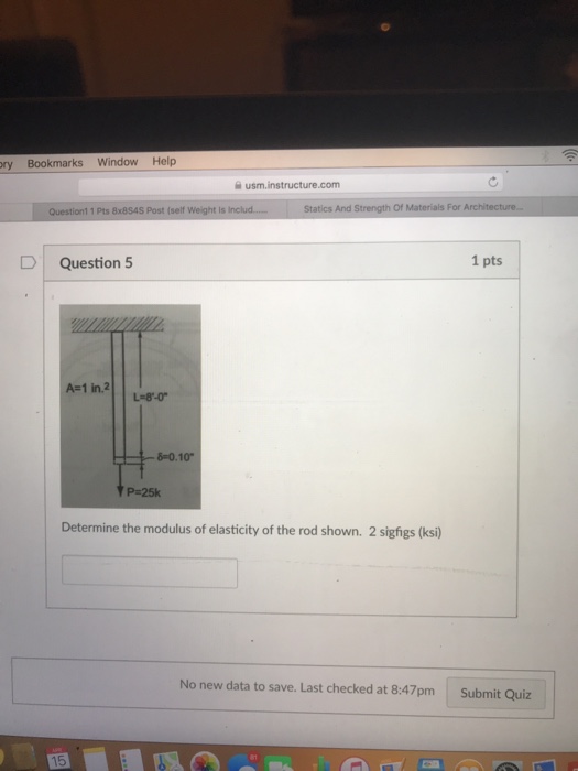 Solved Bookmarks lndow usm.instructure.com Statics And | Chegg.com