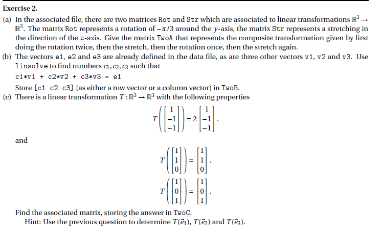 Exercise 2. (a) In the associated file, there are two | Chegg.com