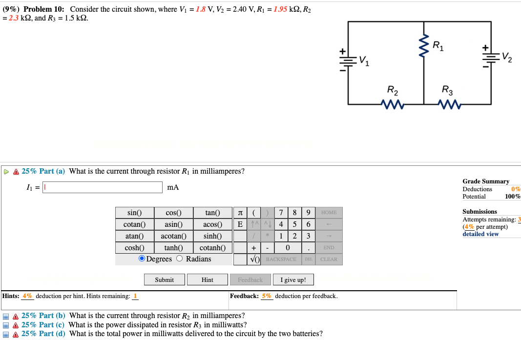 Solved (9\%) Problem 10: Consider the circuit shown, where | Chegg.com