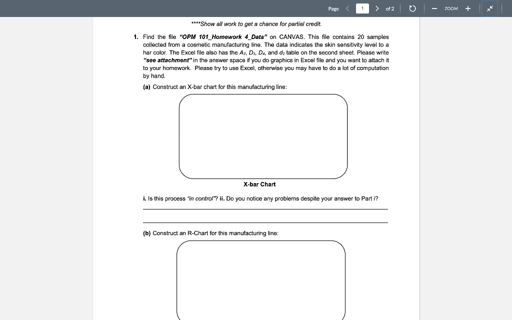 Solved 1. Find the file "OPM 101_Homework 4_Data" on CANVAS. | Chegg.com