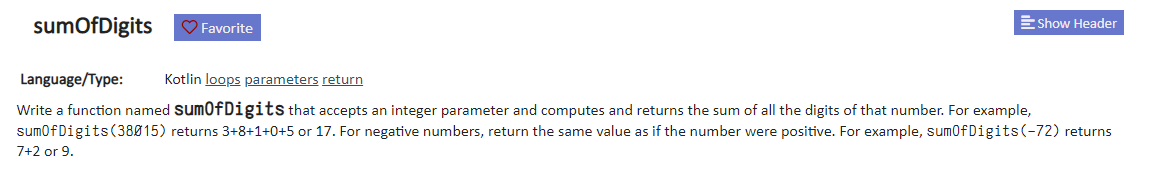 Solved sum OfDigits Favorite Show Header Language/Type: | Chegg.com
