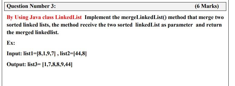 Solved By Using Java class LinkedList Implement the | Chegg.com Solved By Using Java class LinkedList Implement the | Chegg.com