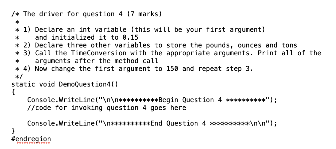 Solved Please help ASAP on Q4. Its C# coding. | Chegg.com