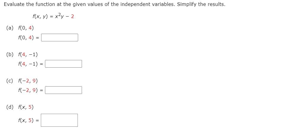 Solved Evaluate the function at the given values of the | Chegg.com