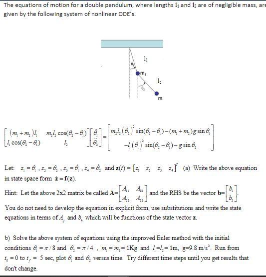 The equations of motion for a double pendulum, where | Chegg.com