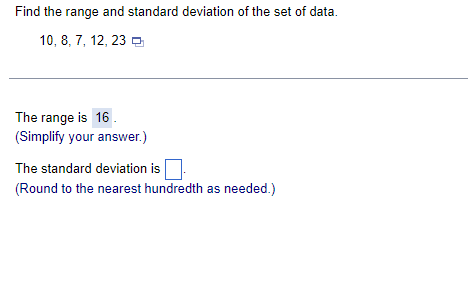 Solved Find the range and standard deviation of the set of | Chegg.com