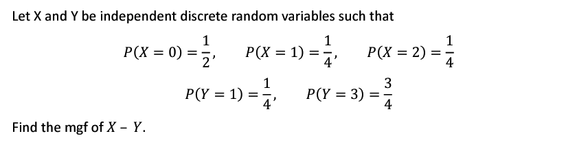 Solved Let X and Y be independent discrete random variables | Chegg.com