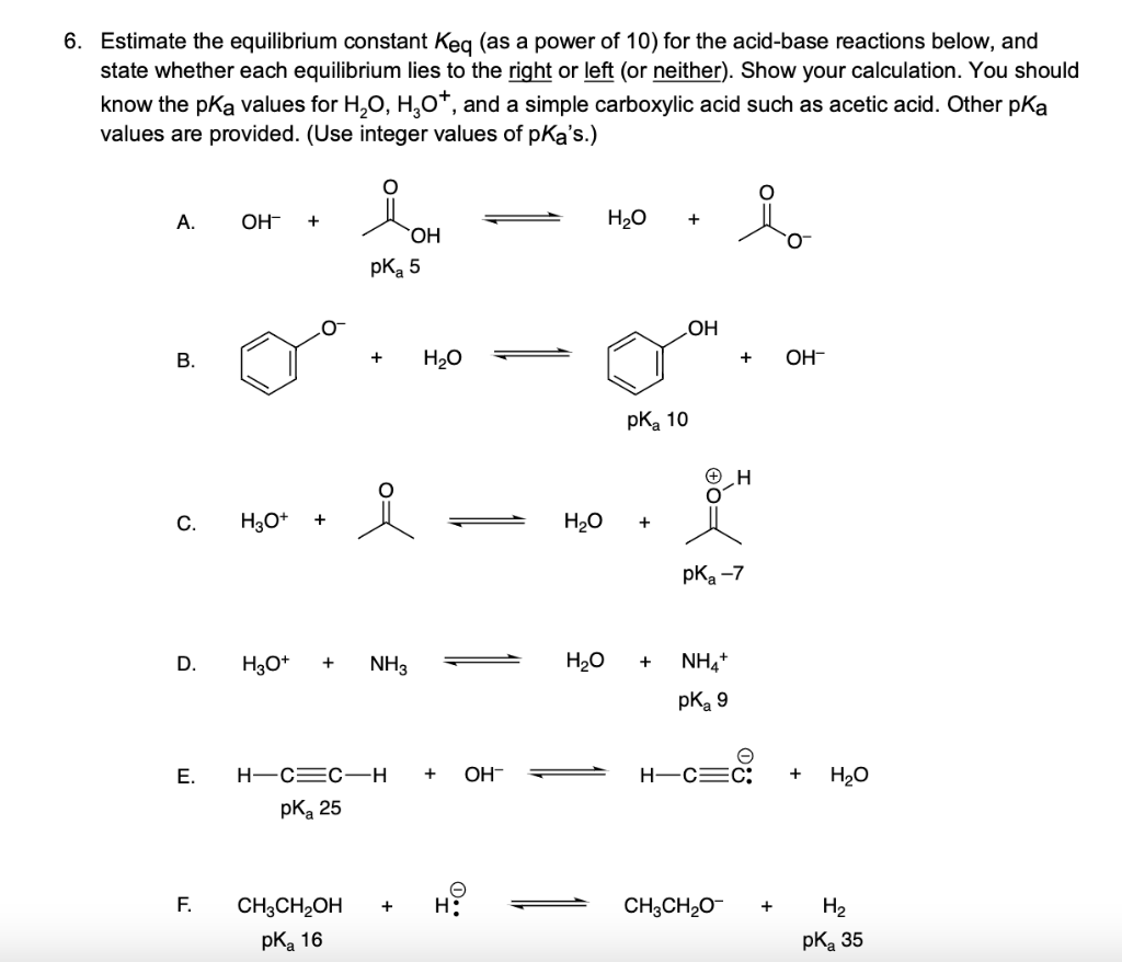 Solved 6. Estimate the equilibrium constant keq (as a power | Chegg.com