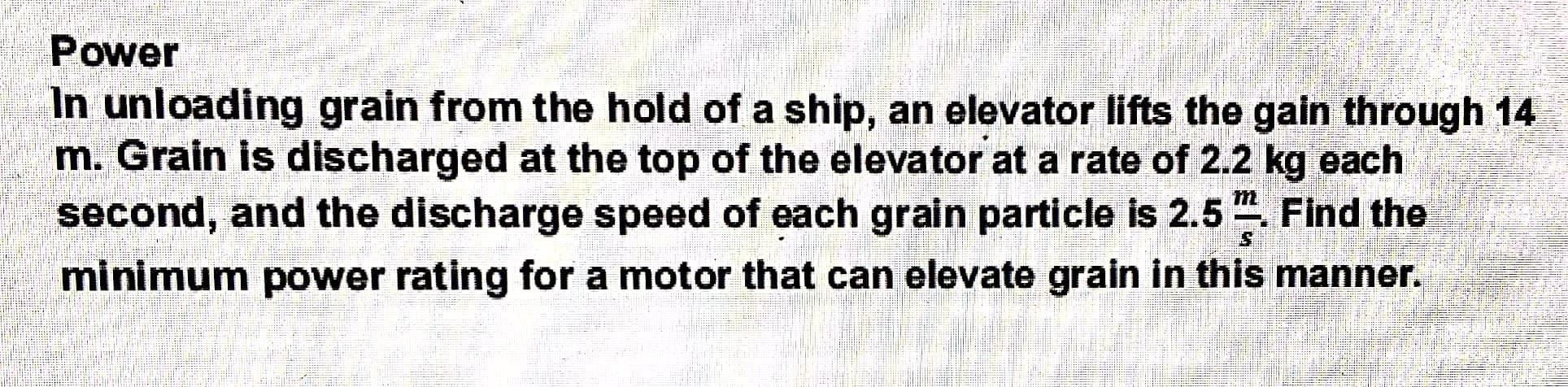 Solved Power Problem In unloading grain from the hold of a | Chegg.com