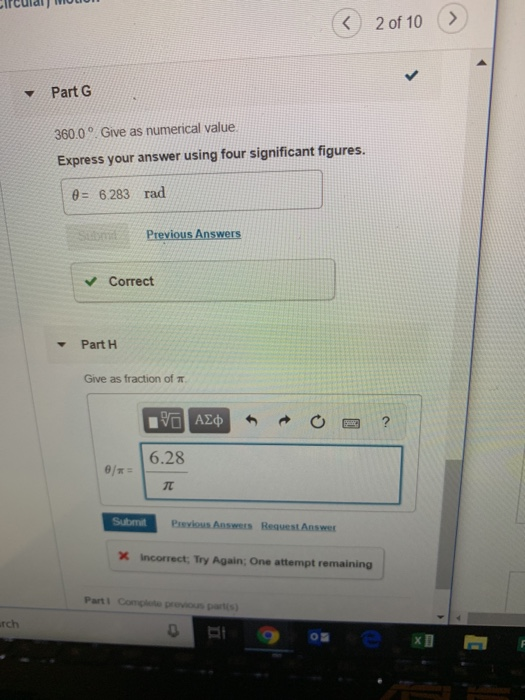 Solved 20f 10 Y PartG 360.0° Give as numerical value Express | Chegg.com