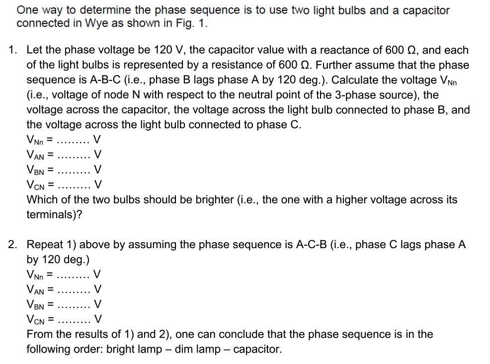 Solved lamp 3-phase line l lamp One way to determine the | Chegg.com