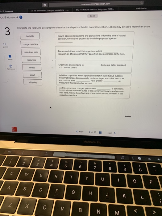 Solved MHE Reader 810 144 Natural Selection Assignment (50 P | Chegg.com
