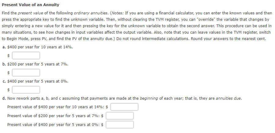 Solved Present Value of an Annuity Find the present value of | Chegg.com