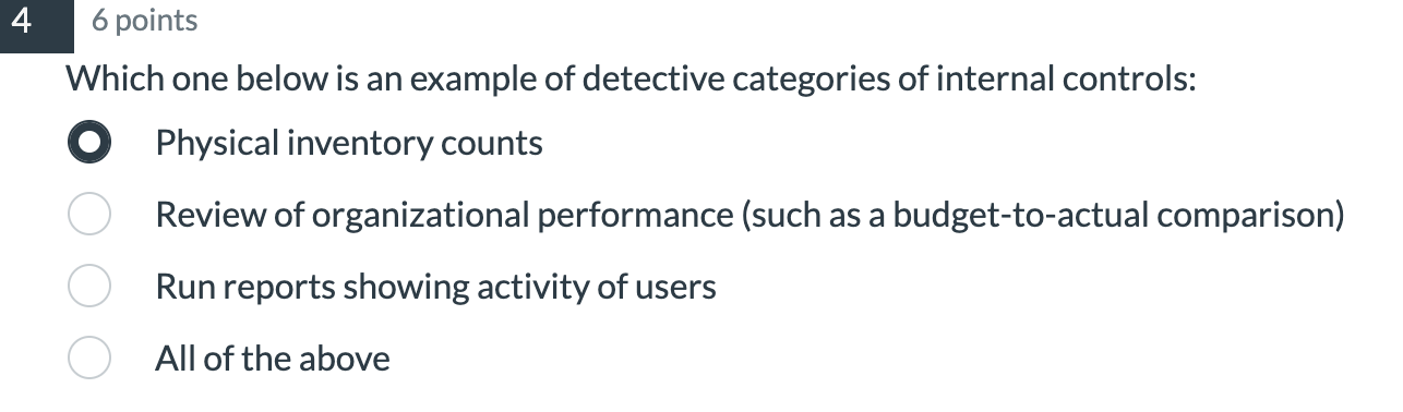 Solved Which one below is an example of detective categories | Chegg.com