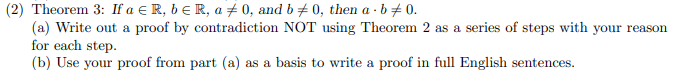 Solved (2) Theorem 3: If a ER, DER, a 70, and b 70, then | Chegg.com