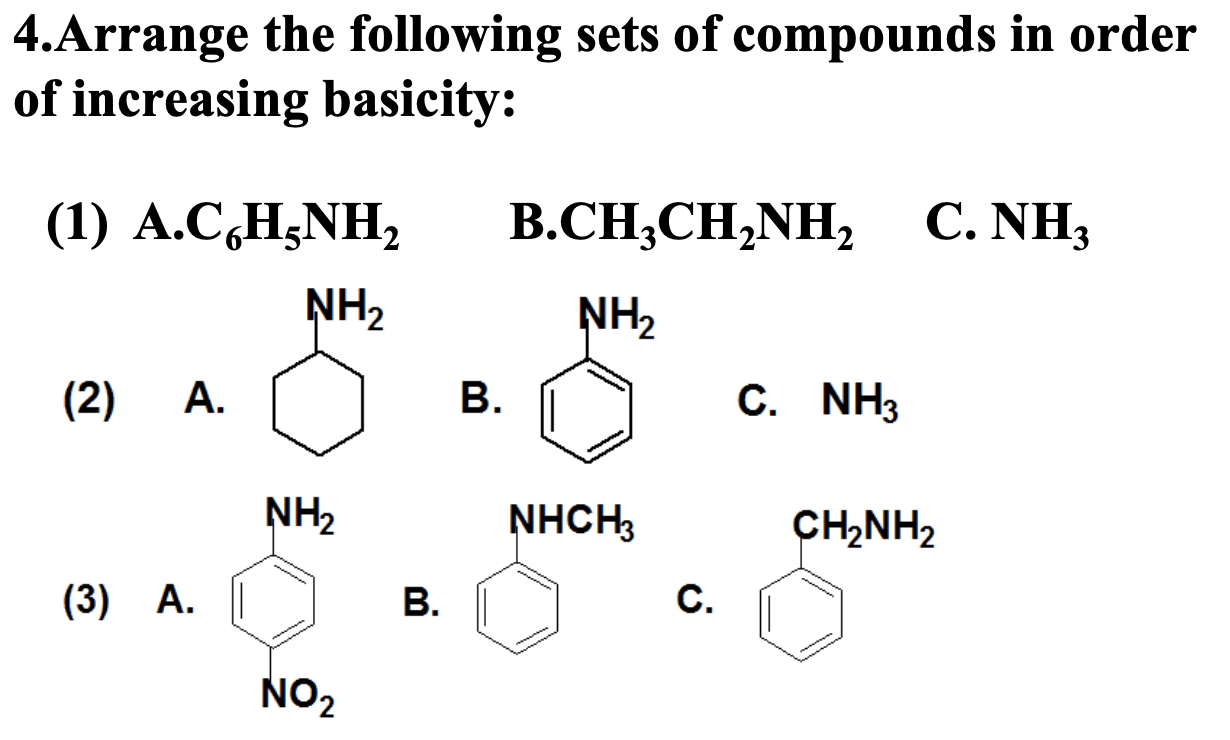 Solved 4.Arrange the following sets of compounds in order of | Chegg.com