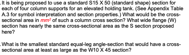 Solved It is being proposed to use a standard S15 X 50 | Chegg.com
