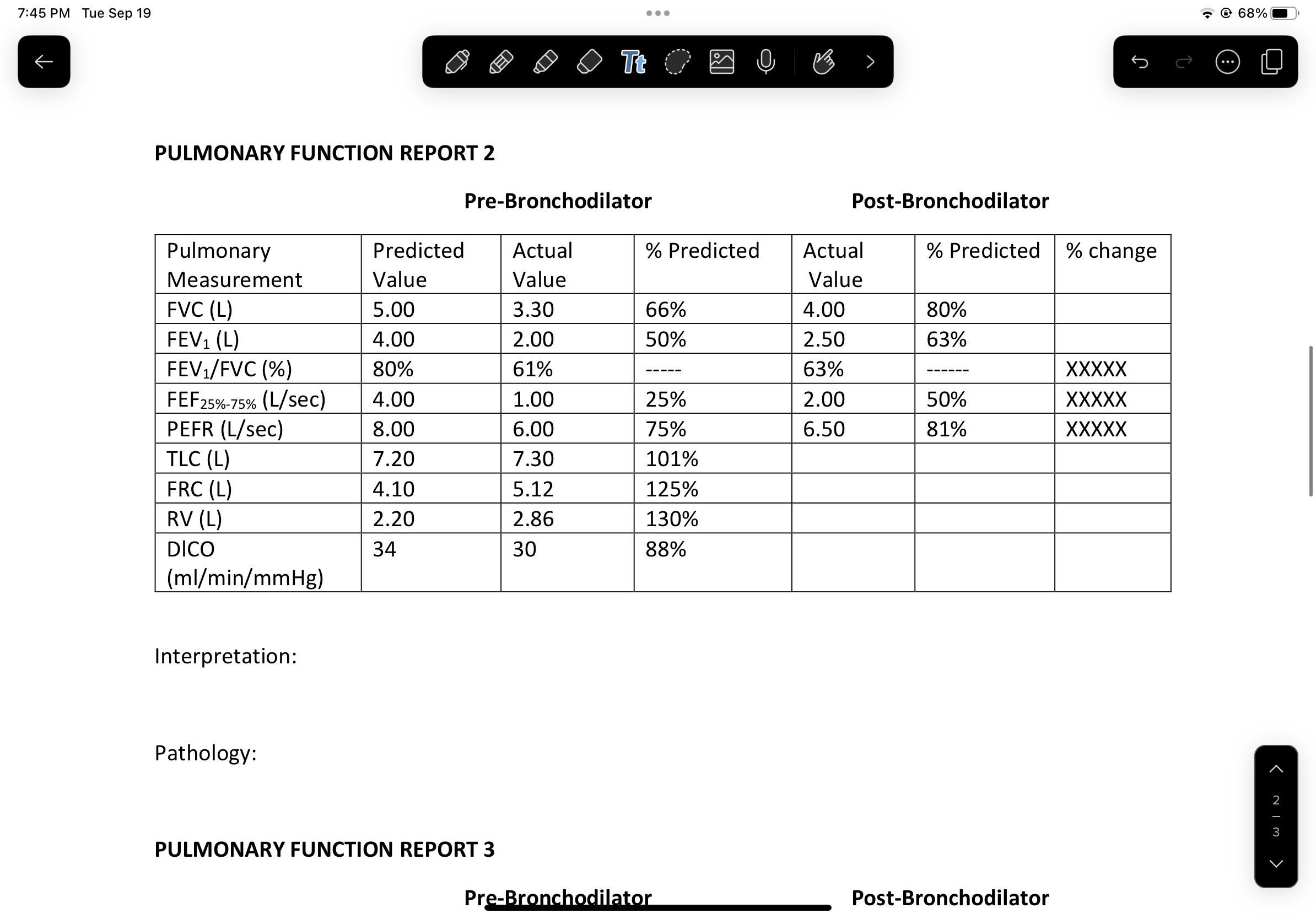 Solved 7 45 Pm Tue Sep 19 Pulmonary Function Report 2