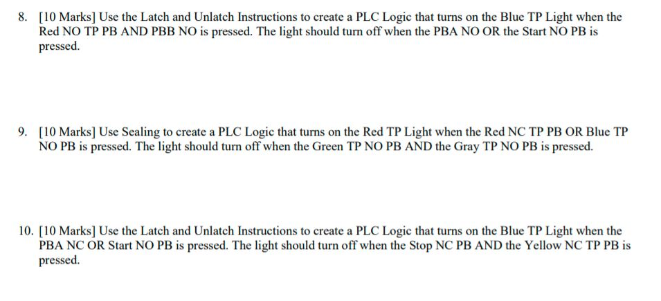 8. [10 Marks] Use the Latch and Unlatch Instructions | Chegg.com