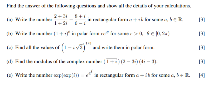 Solved Find the answer of the following questions and show | Chegg.com