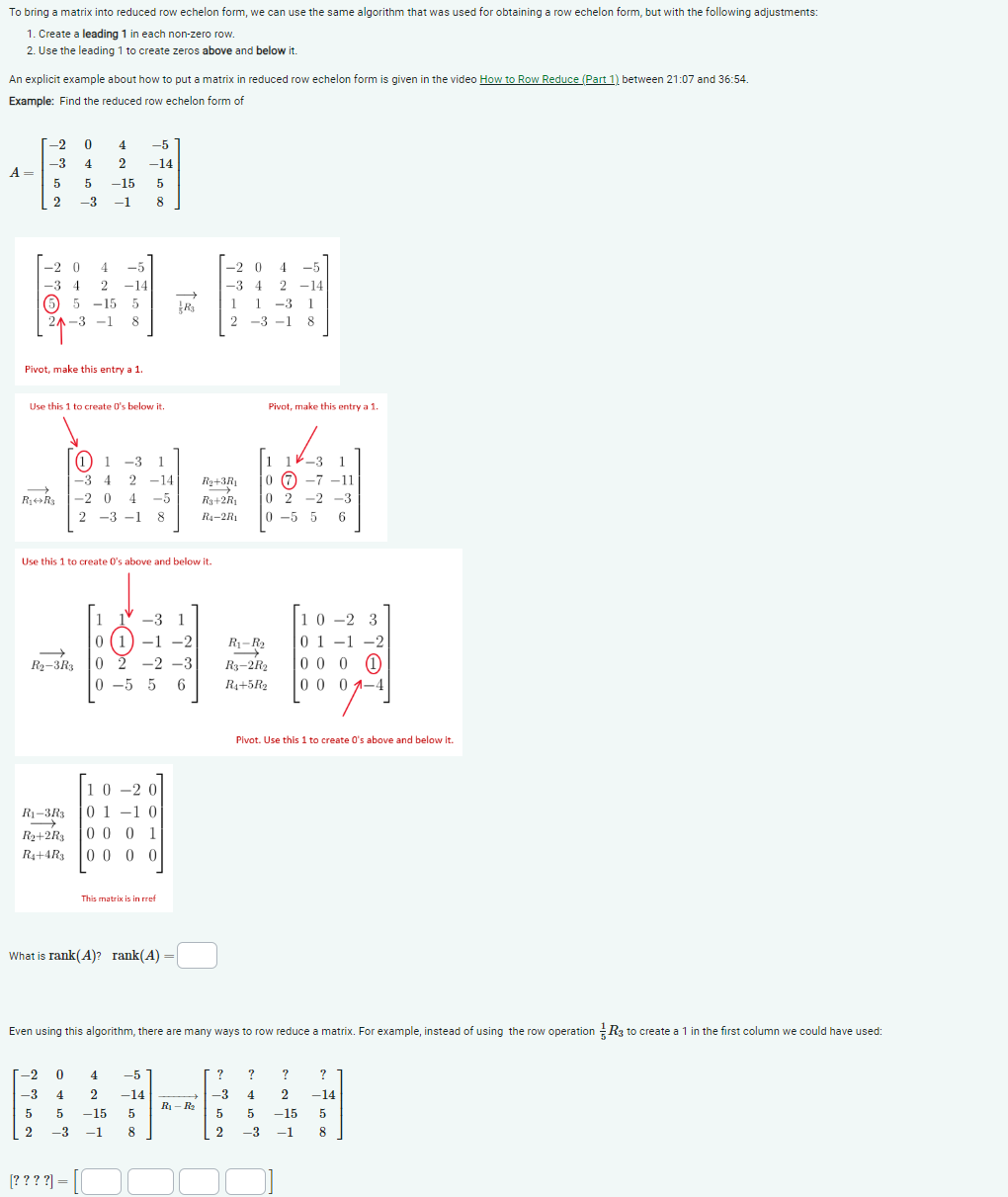 Solved Create a leading 1 ﻿in each non-zero row.Use the | Chegg.com