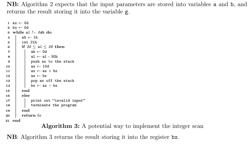 Write a simple 8086 assembly program which scans two | Chegg.com